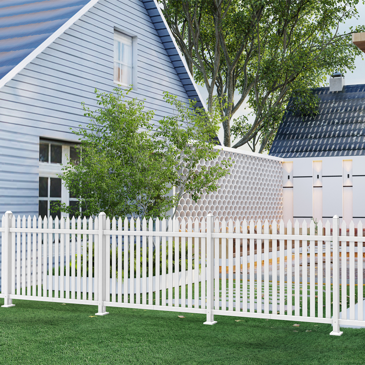 24-36'' Tall Vinyl PVC Picket Fence Panel Yard Garden Home Decor ...