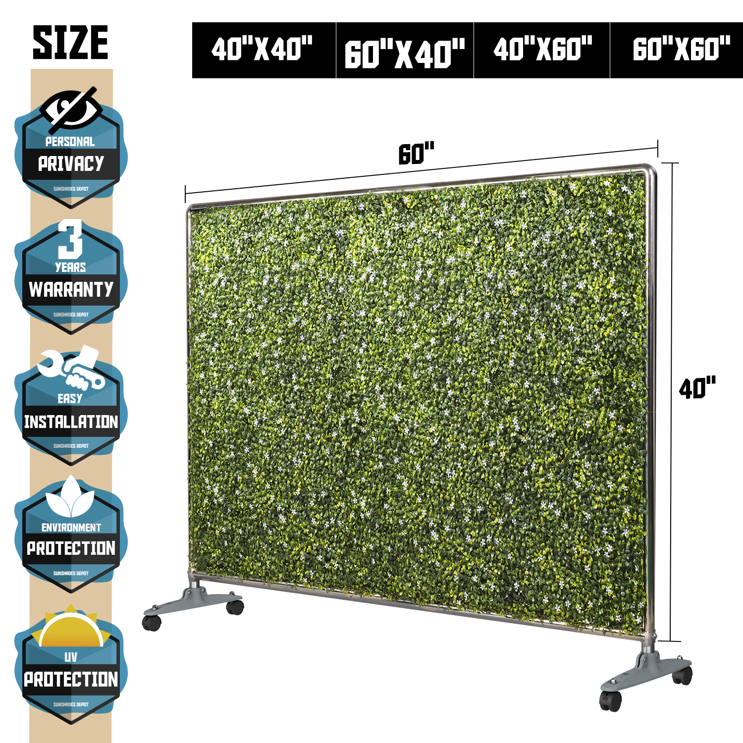 Mobile Hedge Room Divider Boxwood Plant Privacy Screen Divider for ...