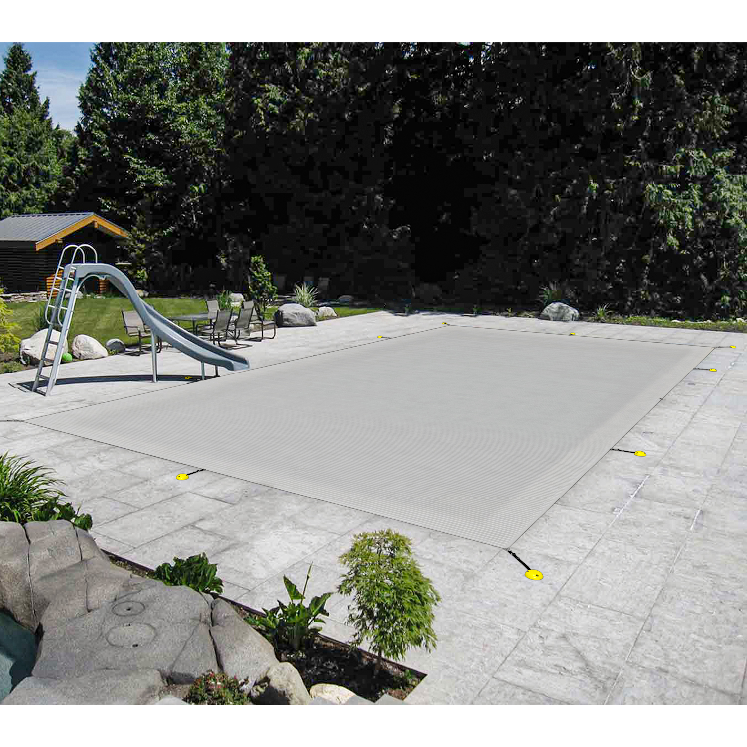 Inground Swimming Pool Cover Rectangle Frame Winter Pool Cover Safety ...