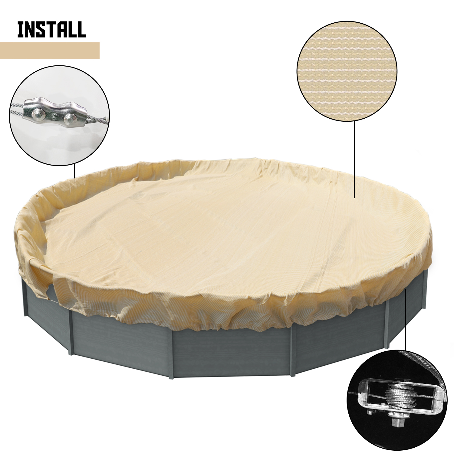 Above Ground Pool Covers Round Winter Mesh Covers for Home Garden ...