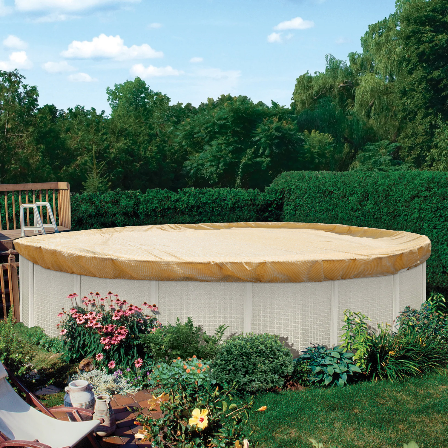 Above Ground Pool Covers Round Winter Mesh Covers for Home Garden ...