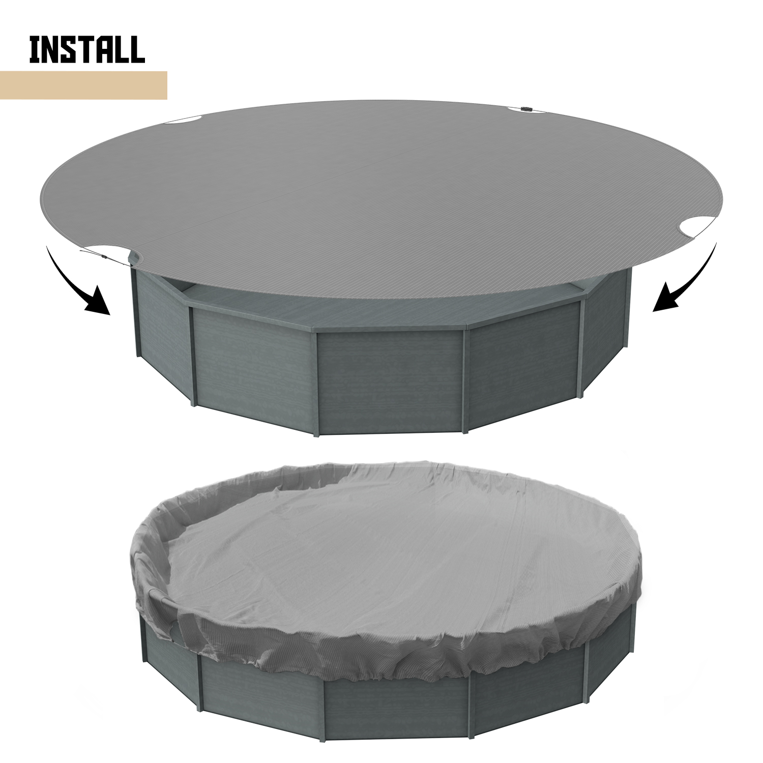 Above Ground Pool Covers Round Winter Mesh Covers for Home Garden ...