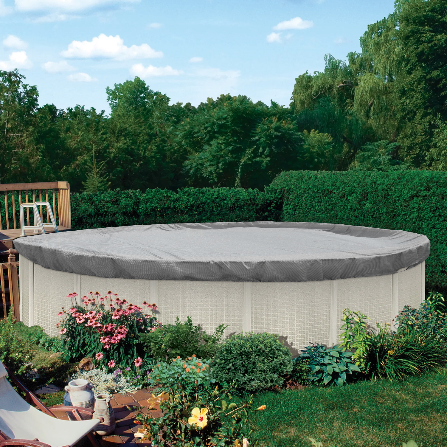 Above Ground Pool Covers Round Winter Mesh Covers for Home Garden ...
