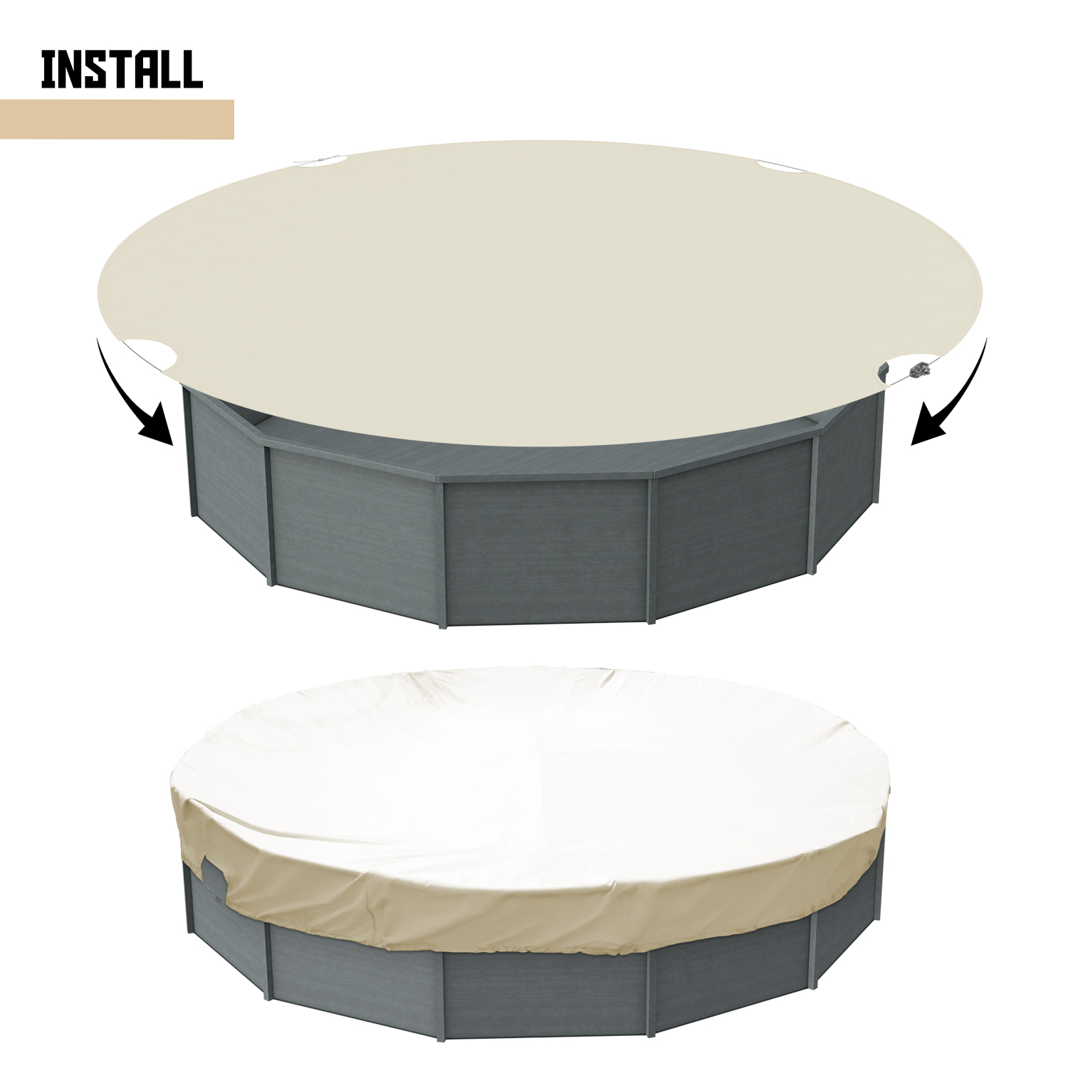 Above Ground Pool Covers Round Waterproof Winter Tarps Swimming Pool ...